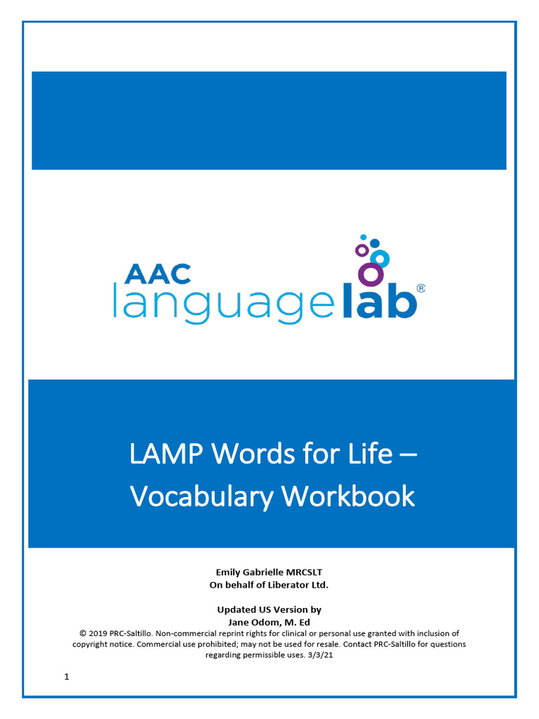 LAMP WFL Vocabulary Workbook US2 | PDF | Part Of Speech | Pronoun