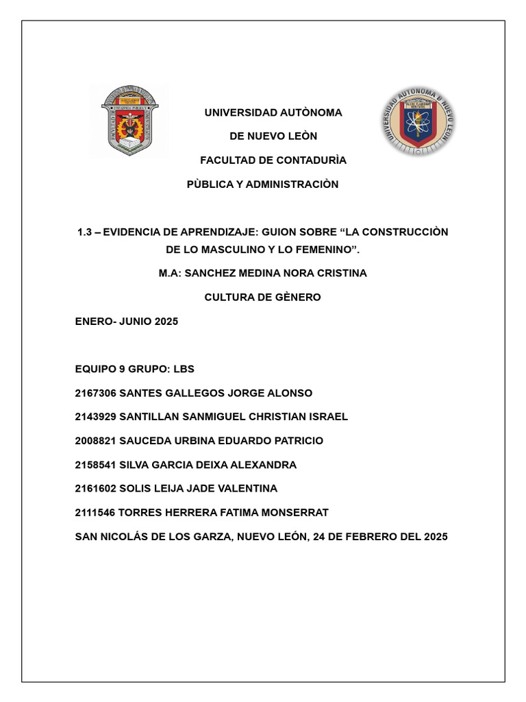 Torres Fatima Evidencia1 | PDF | Mujer | Estudios de género