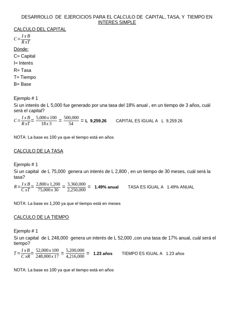 Desarrollo#3, de Ejercicios Calculo de Capital | PDF | Interés ...