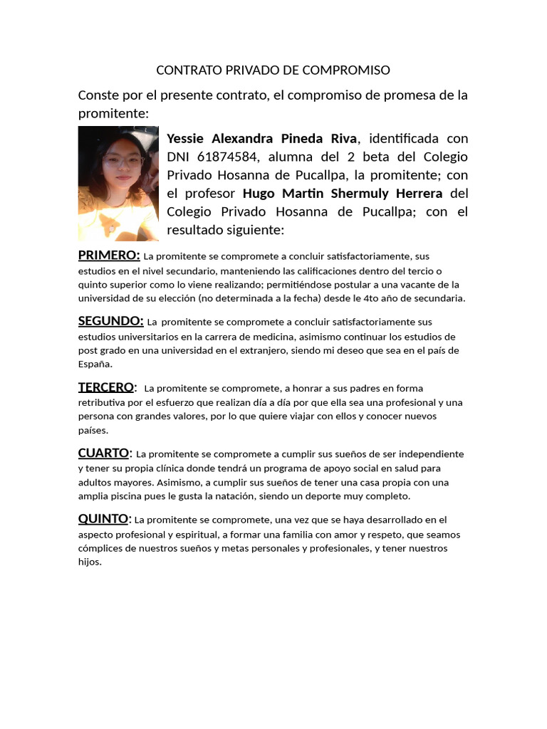 Compromiso Educativo y Profesional de Yessie | PDF