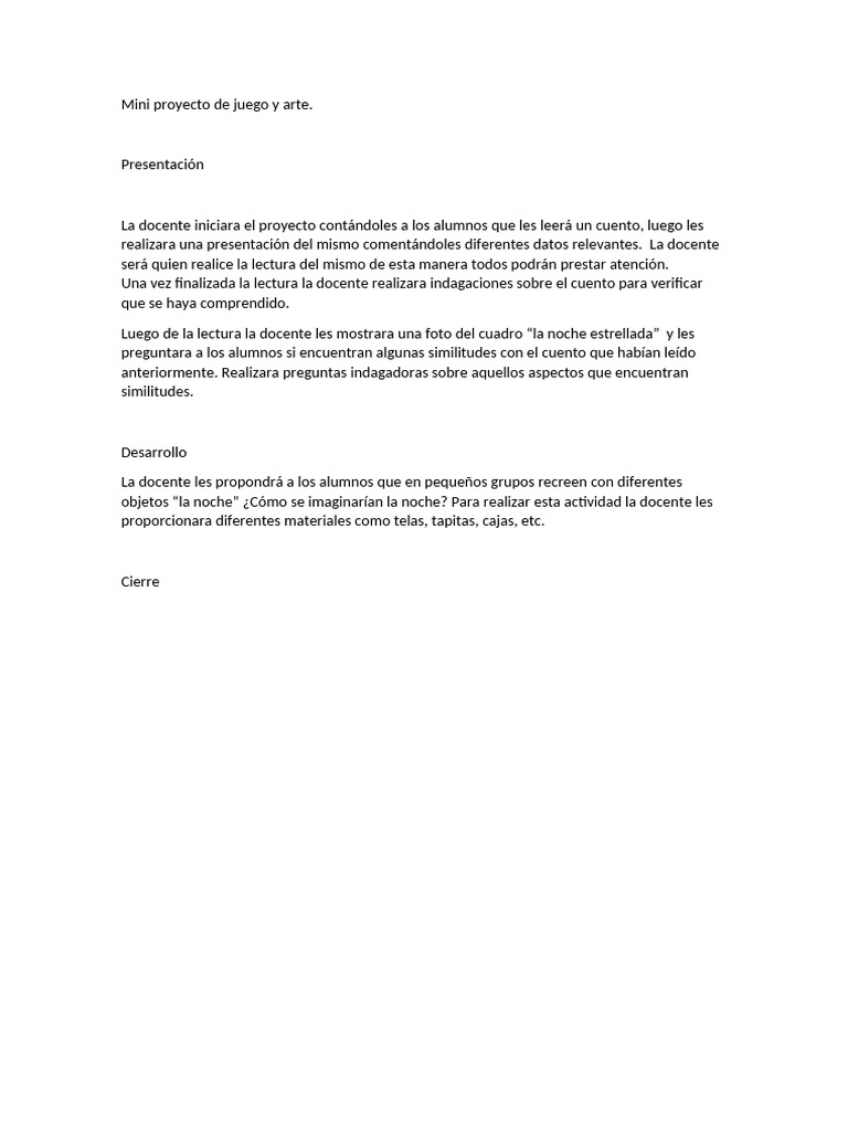 Mini Proyecto de Juego y Arte | PDF