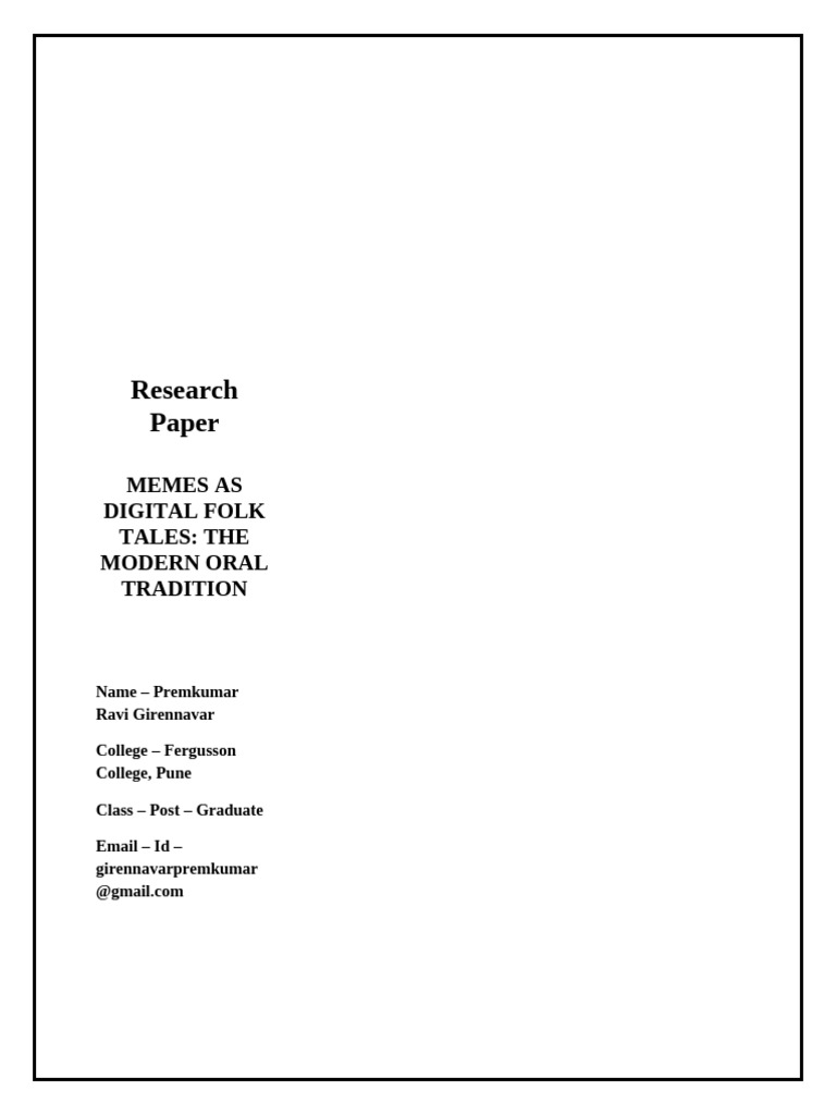 research paper Memes_as_Digital_Folk_Tales_ (2) | PDF | Meme | Folklore