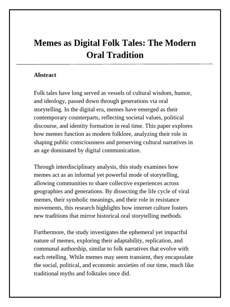 Memes as Modern Digital Folklore | PDF