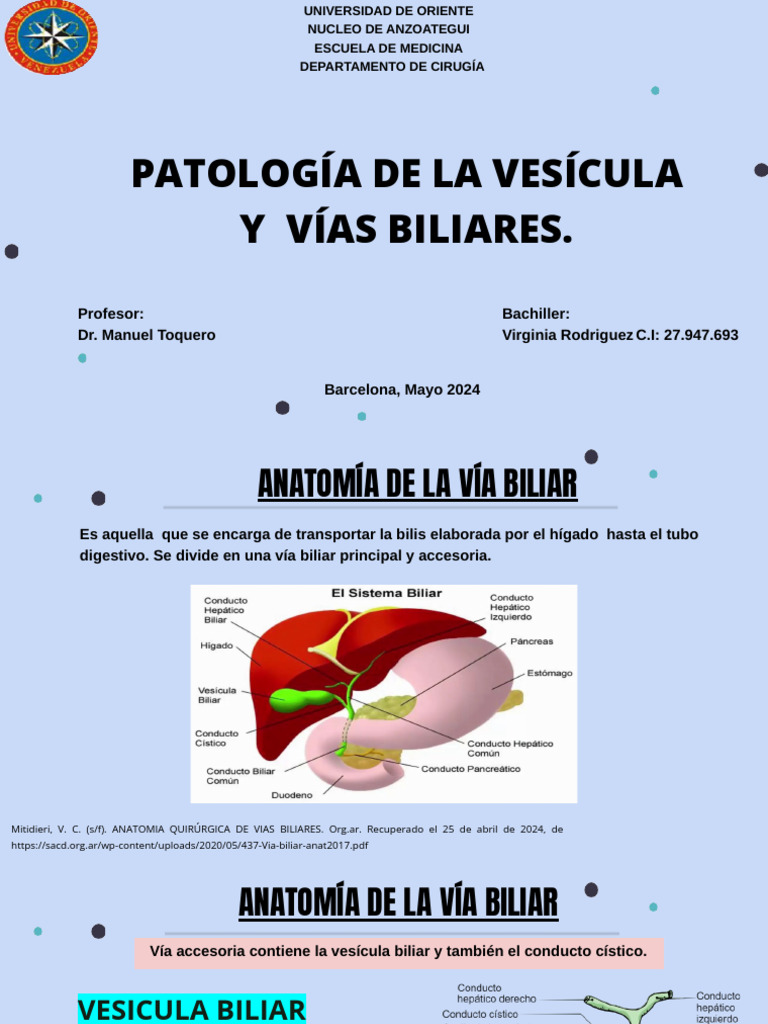 Patología de Vesícula y Vías Biliares | PDF | Bilis | Vesícula biliar