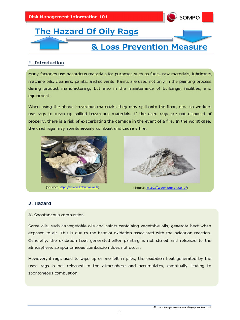 Hazardous Rag Disposal Guidelines | PDF | Combustion | Fires