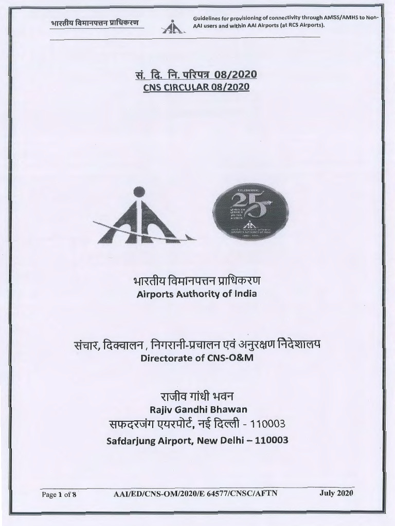 8 2020 CNS CIRCULAR 08 of 2020 AFTN Connectivity to Non AAI and Within ...