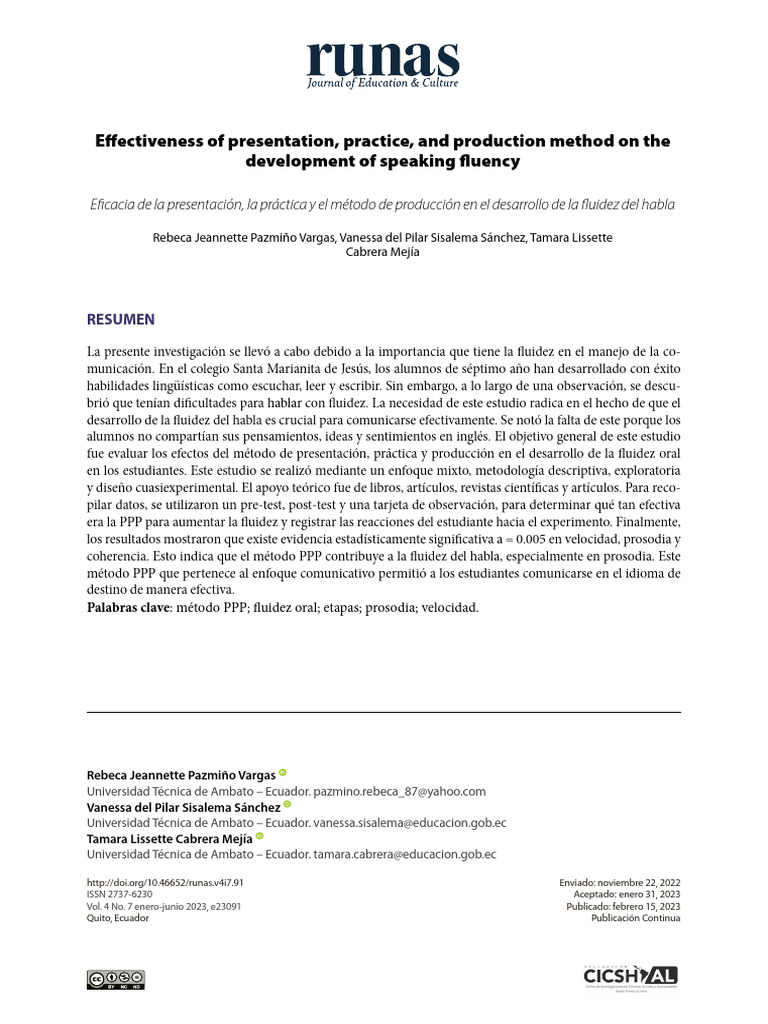 PPP Method's Impact on Speaking Fluency | PDF | Fluency | Learning