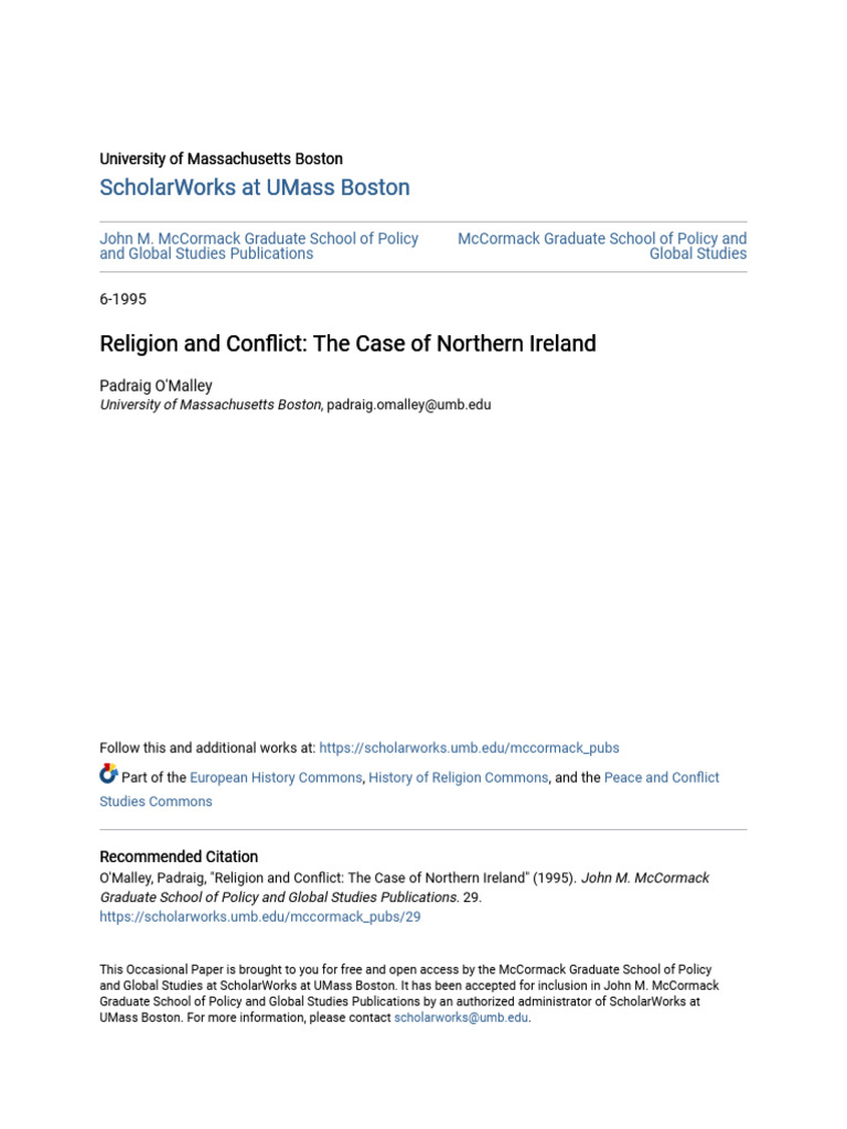 Religion's Role in Northern Ireland Conflict | PDF | Pope | Protestantism