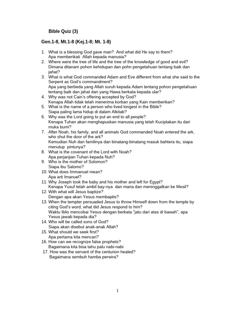 Bible Quiz 3 | PDF | Abraham | Jacob