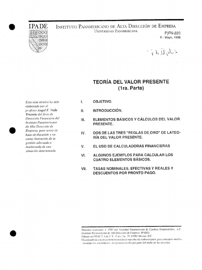 Teoria Del Valor Presente | PDF