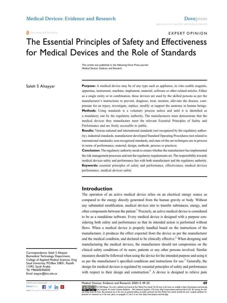 Safety and Performance in Medical Devices | PDF | Medical Device | Safety