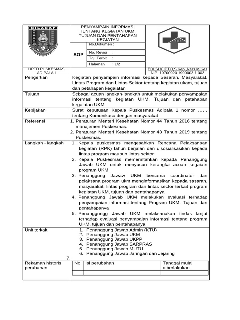 Sop Informasi Ukm | PDF