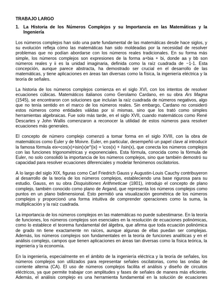 Los Números Complejos Surgieron para Resolver Ecuaciones Que Involucran ...