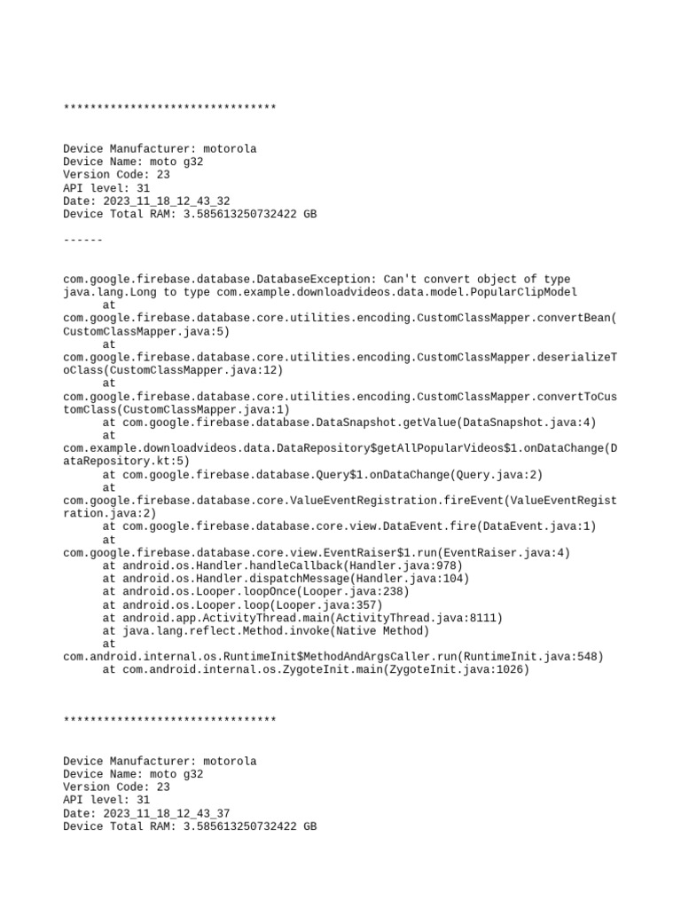 CrashReport 1700322212942 | PDF | Java (Programming Language) | Android (Operating System)
