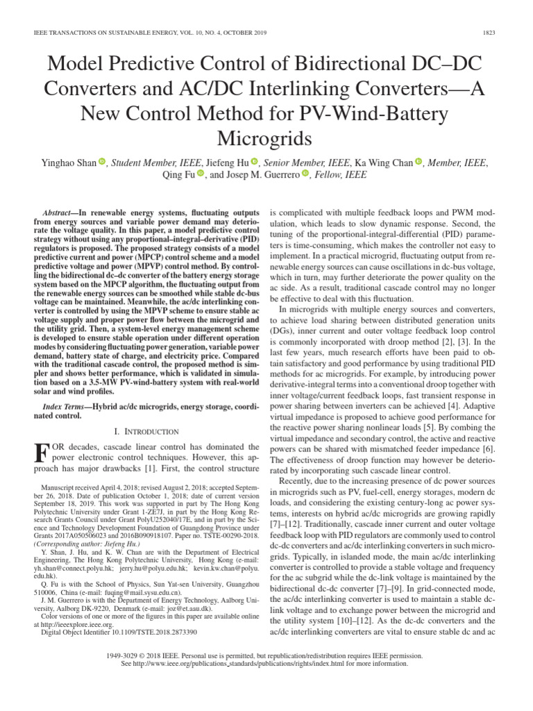 Model Predictive Control of Bidirectional DCDC Converters and AC DC Interlinking ConvertersA New ...
