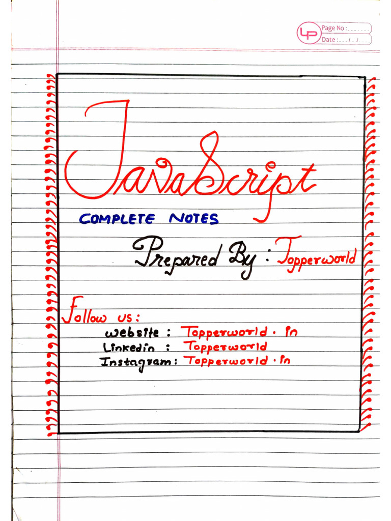 Javascript Topperworld Notes | PDF