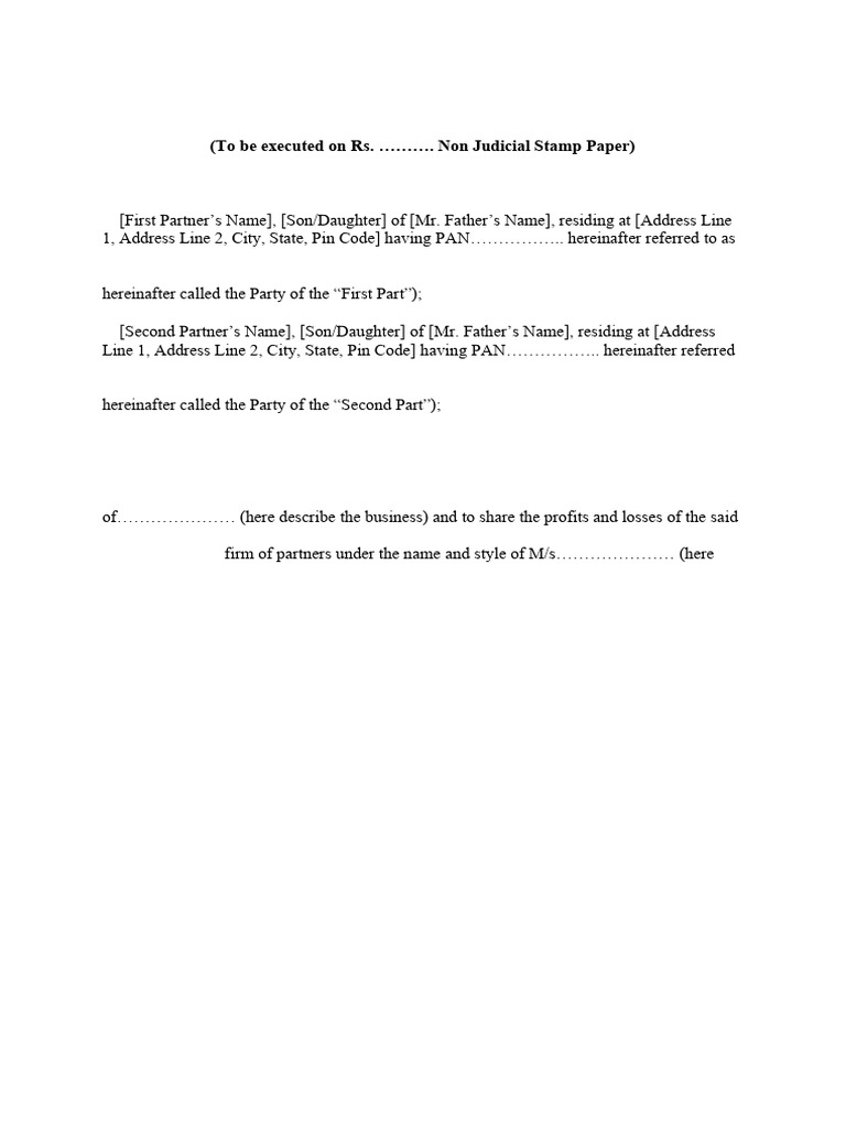 Partnership Deed Draft Template | PDF | Mediation | Partnership