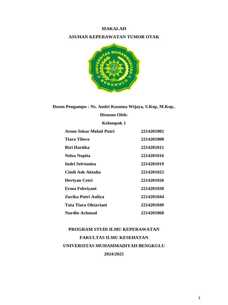 Askep Tumor Otak Kel1 | PDF