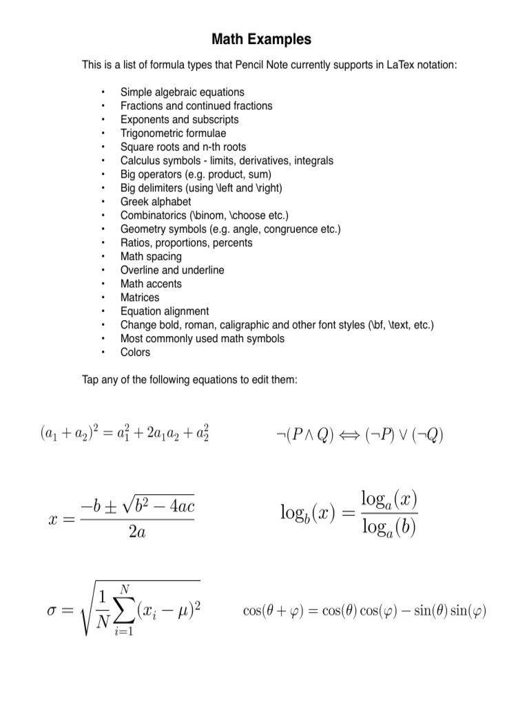 Math Equations (LaTeX) | PDF