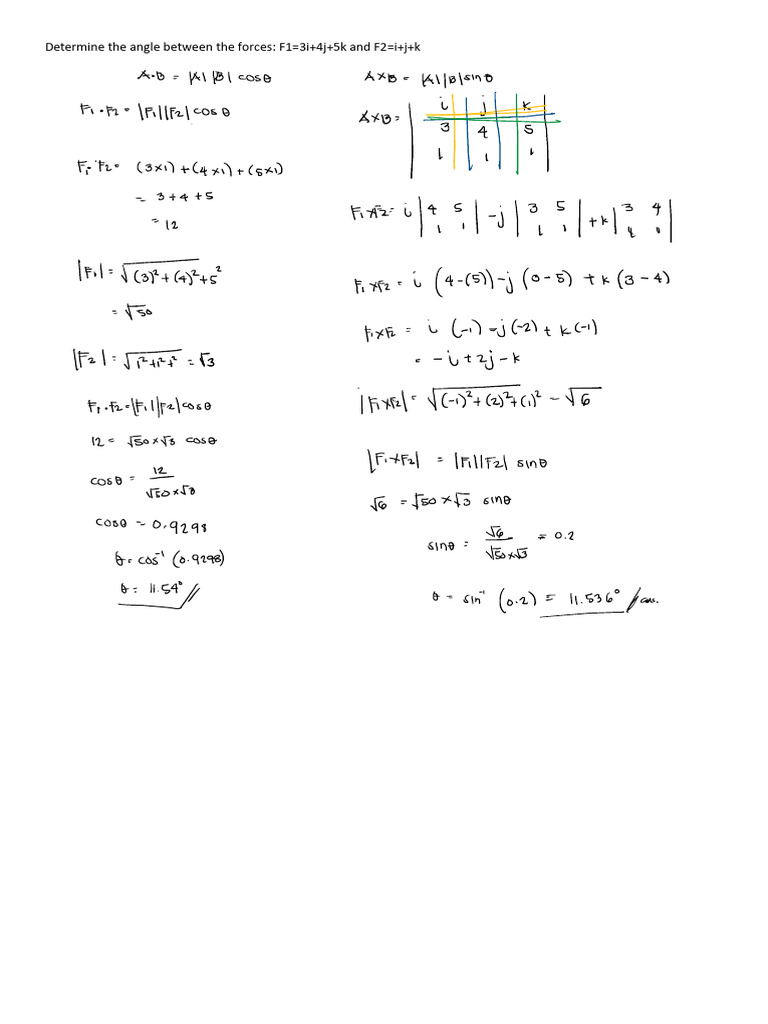 Determine The Angle Between The Forces | PDF