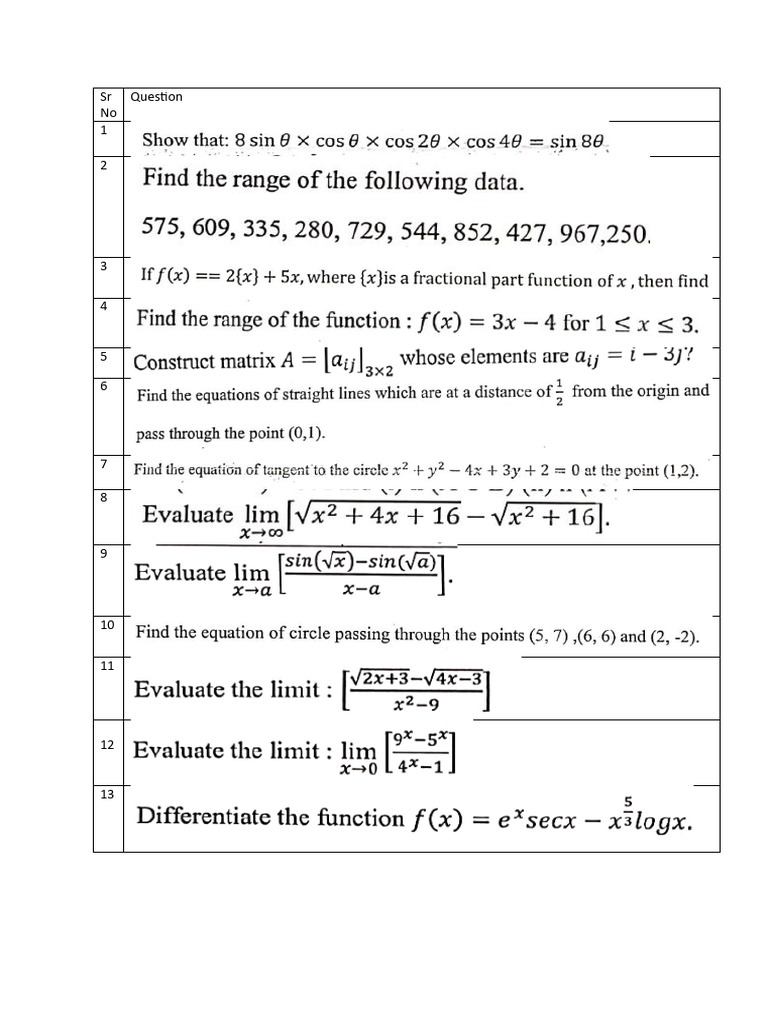 MATHS QUESTION BANK | PDF