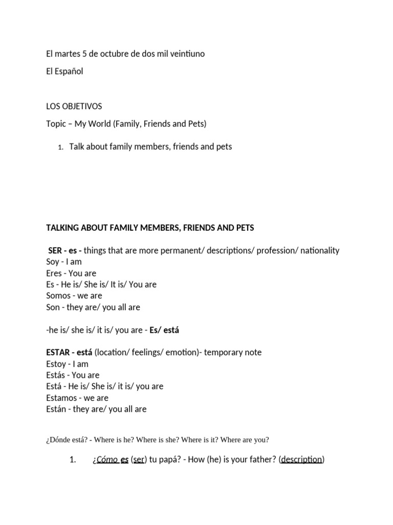 Class Notes 2s - Asking about and describing family members_friends ...