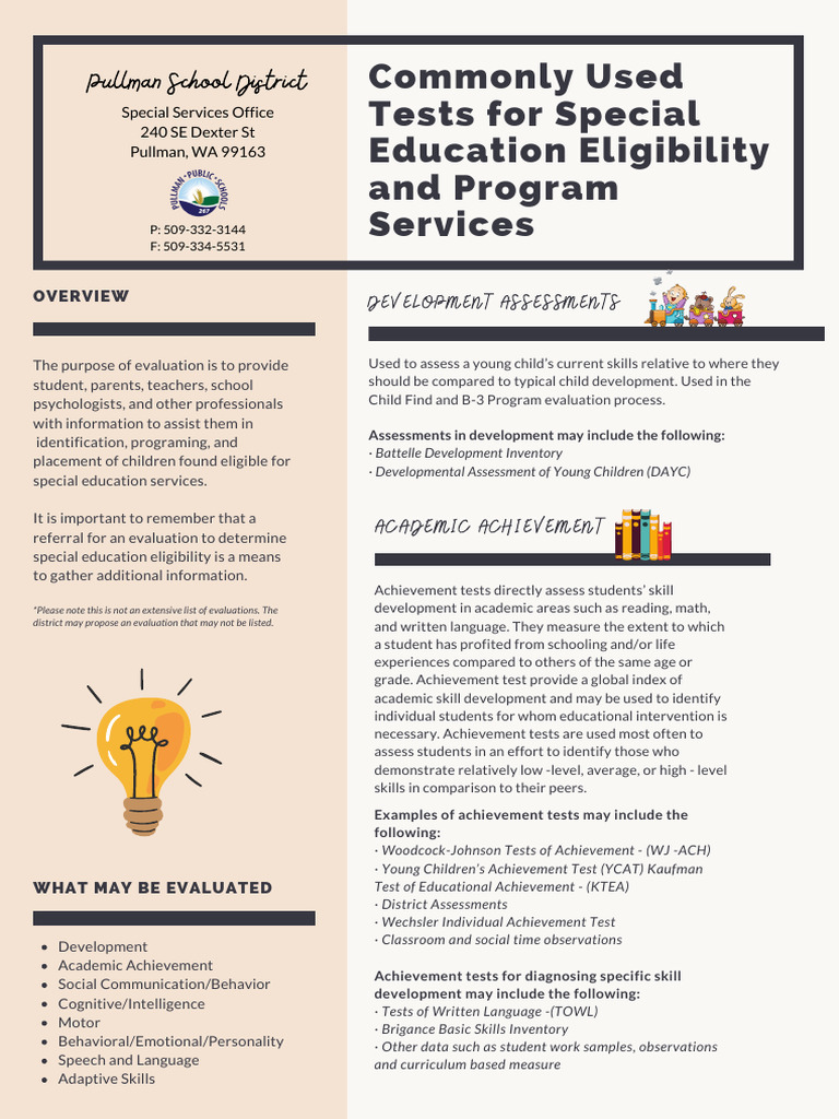 Commonly Used Tests in Sped | PDF | Wechsler Adult Intelligence Scale ...