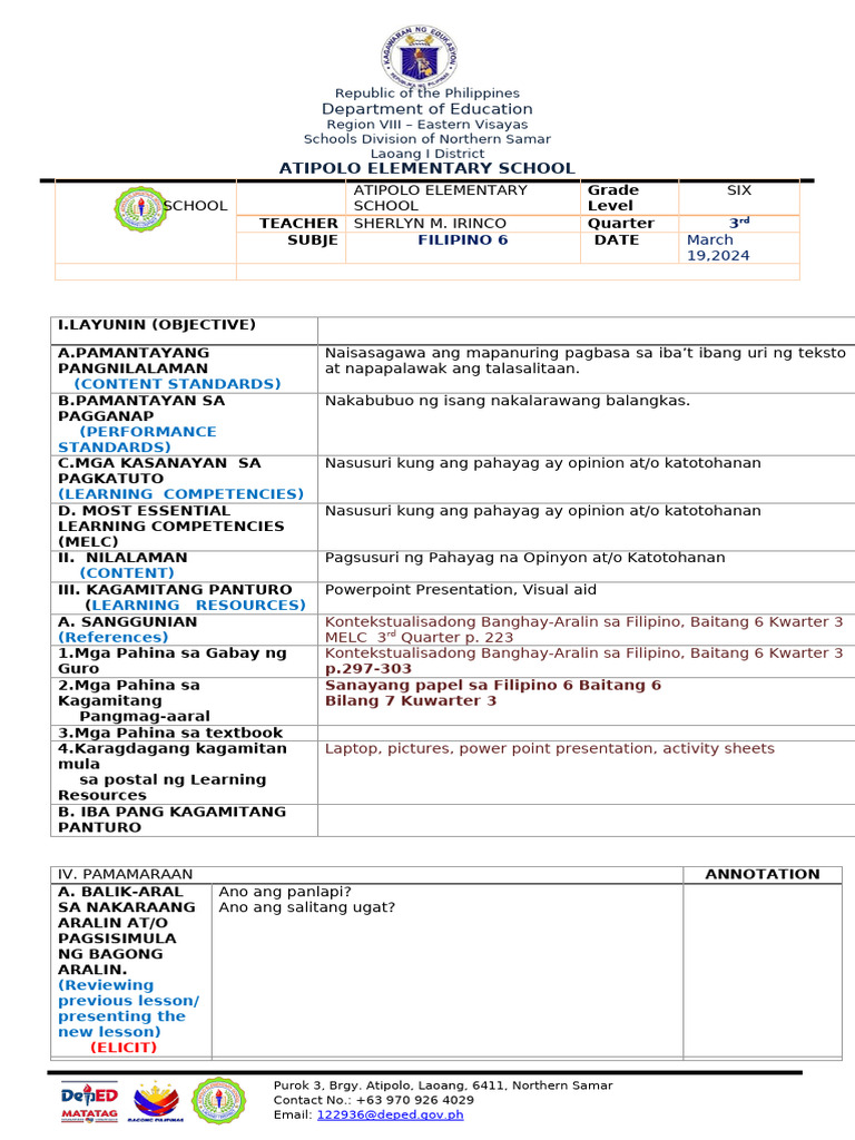 Cot LP Fil 6 Q3 | PDF