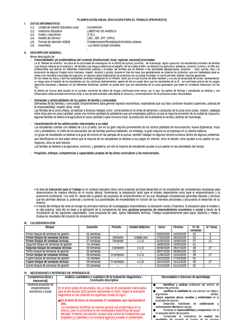 Esquema - Planificacion - Anual Ept 2025 - Modelado 3ero | PDF | Evaluación | Aprendizaje