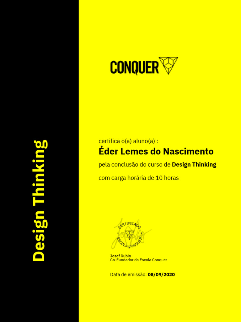 Certificado + Conquer +Td+Design Thinking | PDF