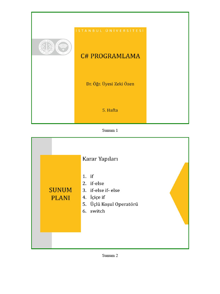 Ders - C# Programlama - Ünite - 5. KARAR YAPILARI - Sunum | PDF