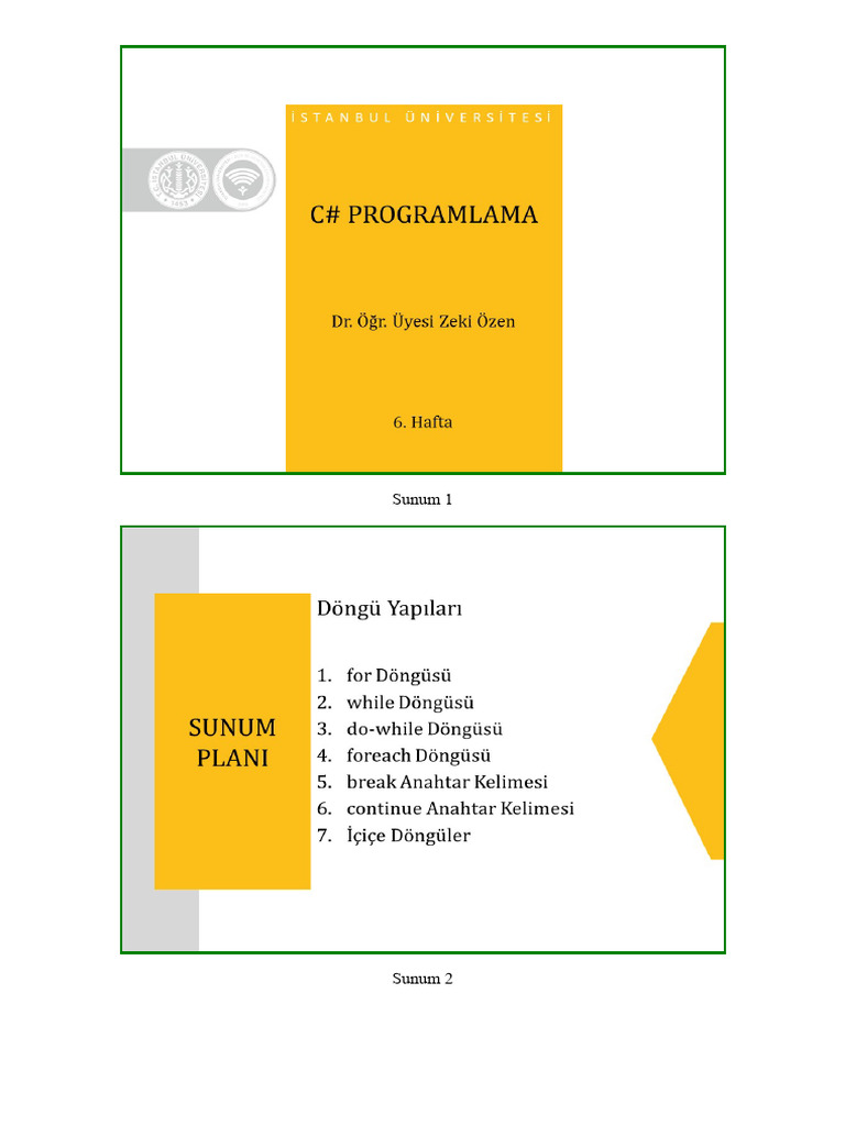 Ders - C# Programlama - Ünite - 6. DÖNGÜ YAPILARI - Sunum | PDF