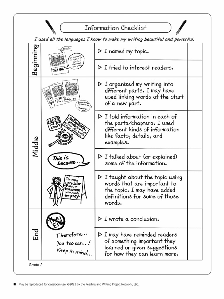Information Writing Checklist | PDF