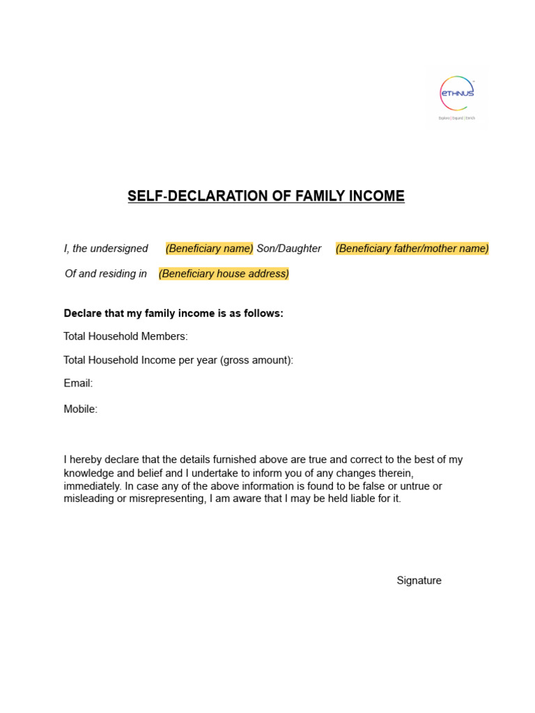 Self Declaration Format | PDF