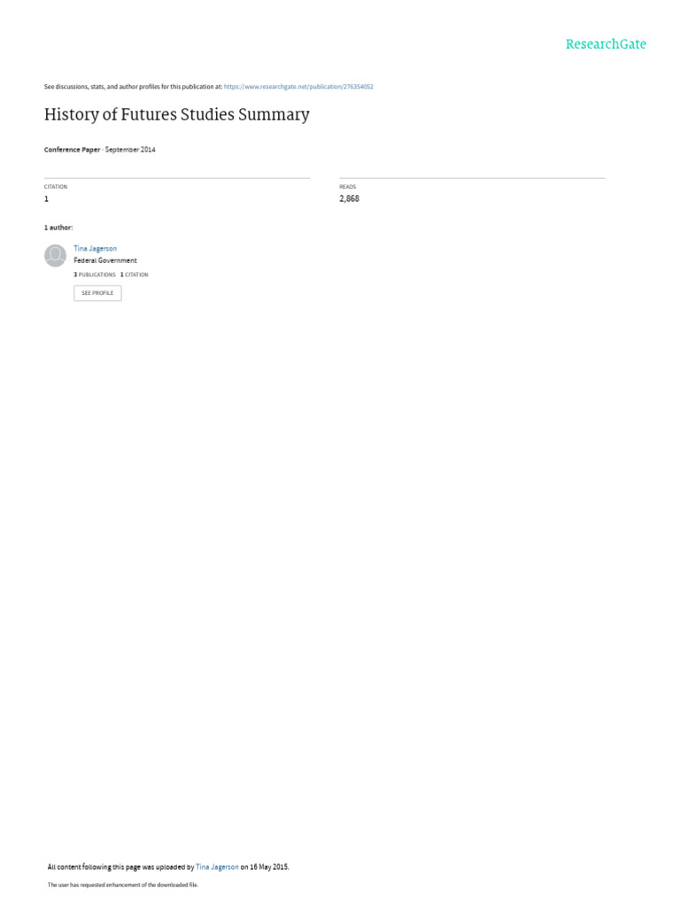 Jagerson HistoryofFuturesStudiesSummary | PDF | Prediction