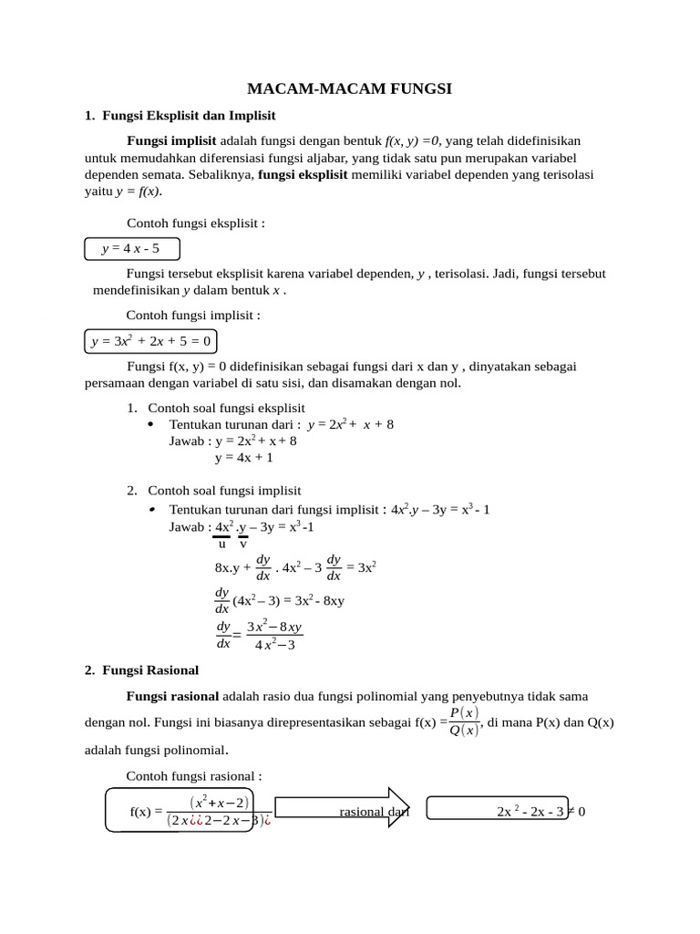 Macam-Macam Fungsi (Kalkulus) | PDF