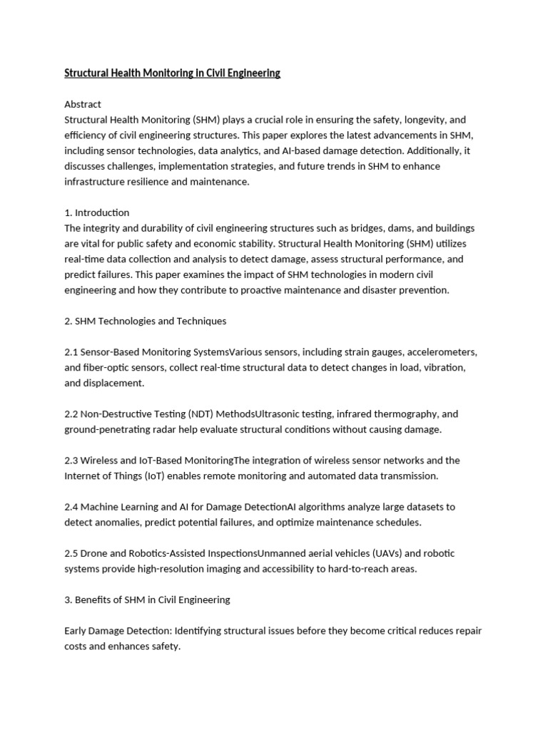 Structural Health Monitoring in Civil Engineering | PDF | Internet Of ...