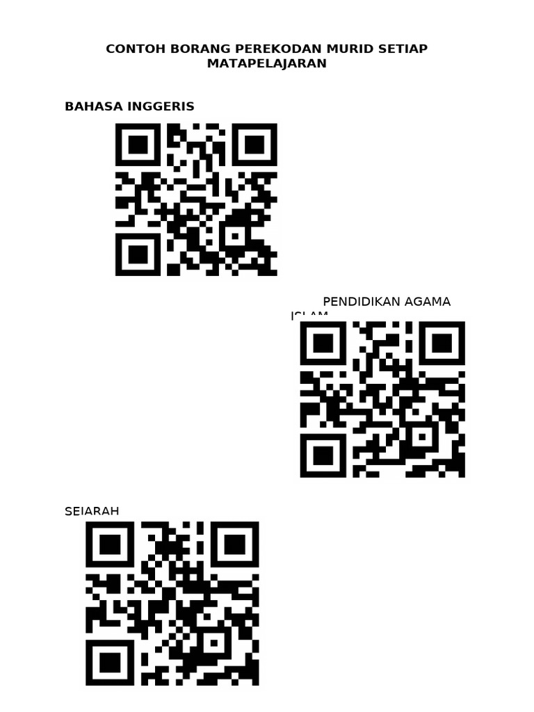 CONTOH BORANG PEREKODAN MURID SETIAP MATAPELAJARAN | PDF