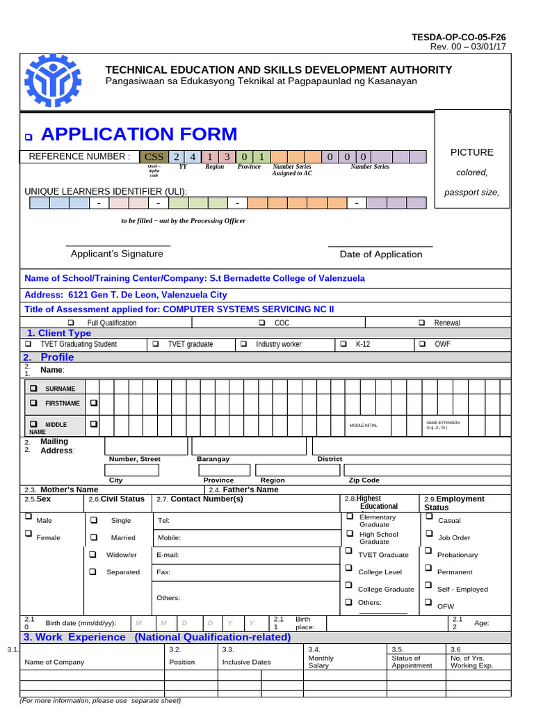 APPLICATION FORM CSS badette | PDF