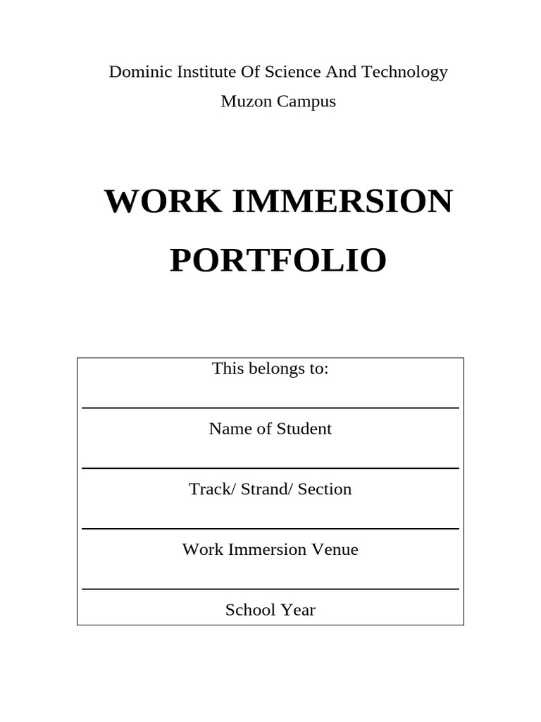 Work Immersion Portfolio Editable | PDF | Job Interview | Curriculum