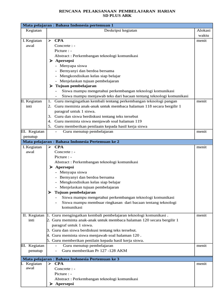 RPPH 3 B.indo dan B.Pakpak 10-15 Maret 2025 | PDF