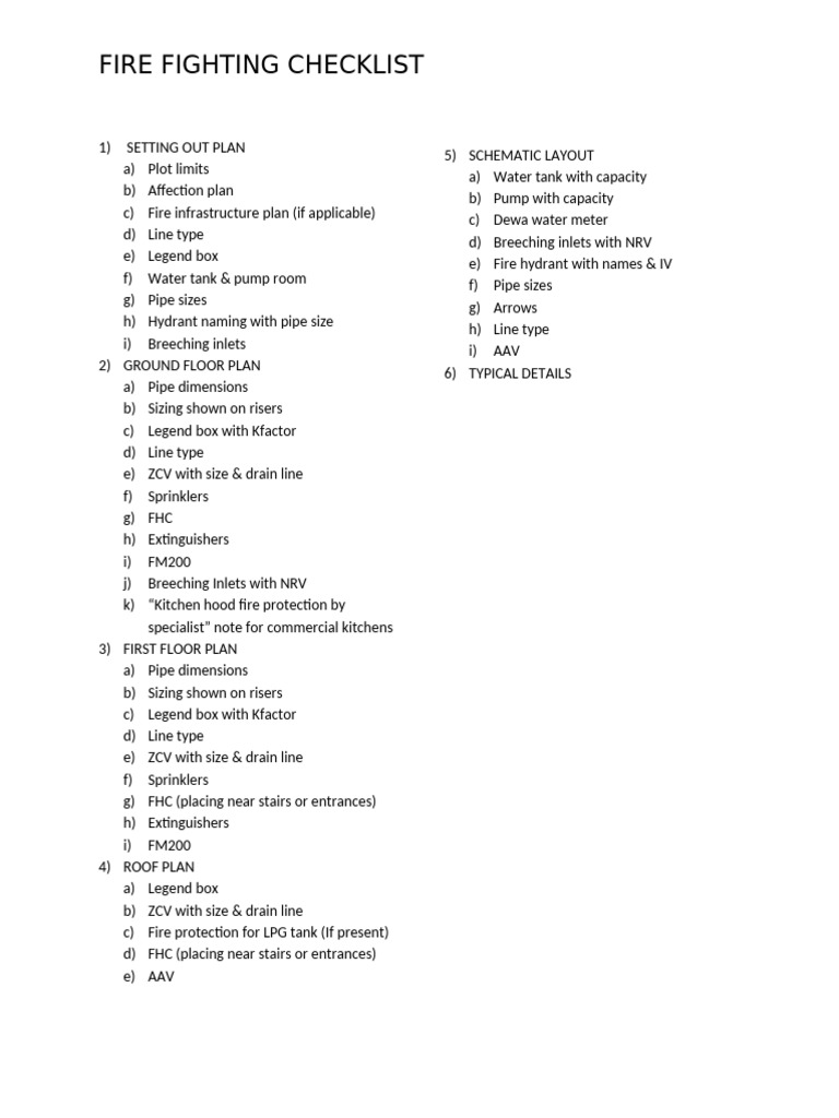 Fire Fighting Checklist | PDF