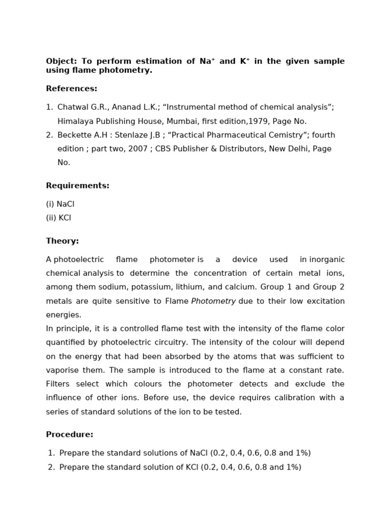 Flame Photometry | PDF