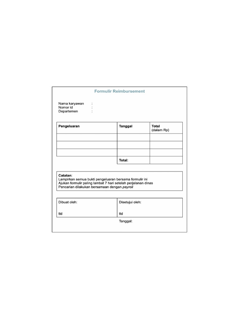 contoh travel reimbursement form 2 | PDF