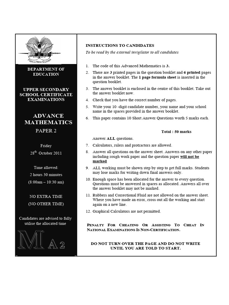 Advanced Mathematics Paper 2 | PDF | Mathematics