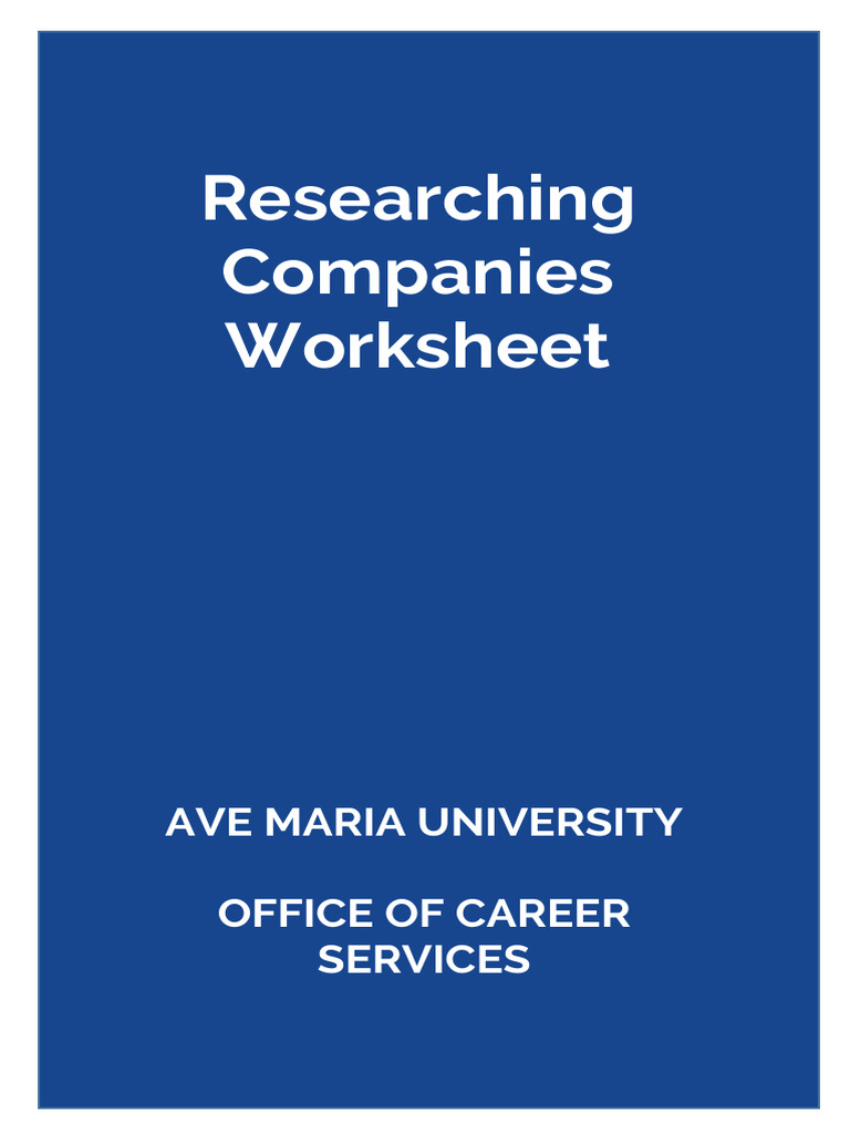 Researching Companies Worksheet | PDF