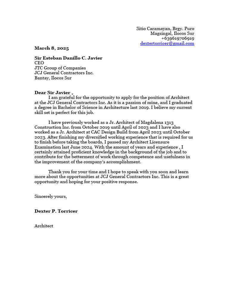 JCJ Application Letter | PDF