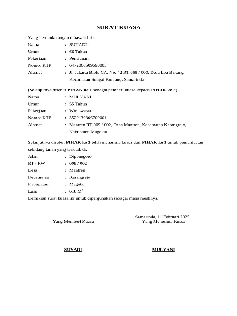 Surat Kuasa Suyadi | PDF