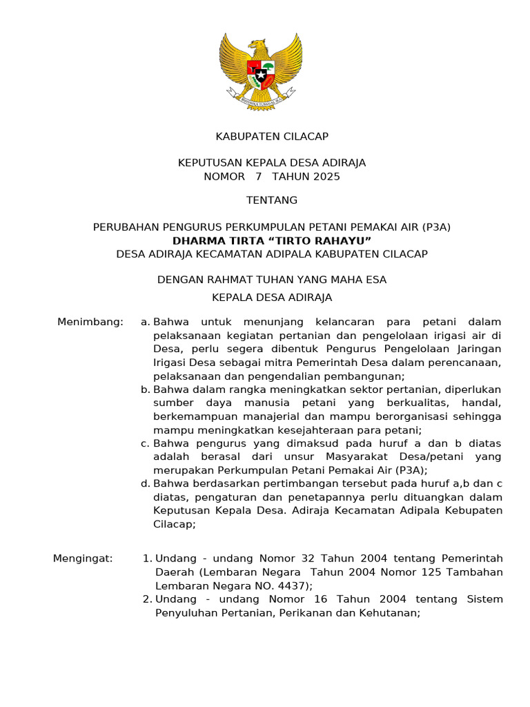 SK P3a Dharma Tirta Tirto Rahayu | PDF