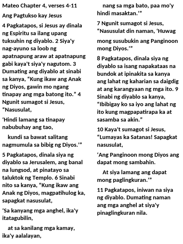 Mateo Chapter 4 | PDF